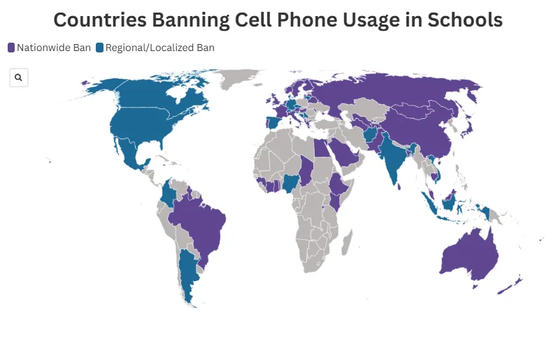 Map Shows Countries Around World With School Phone Bans - Newsweek