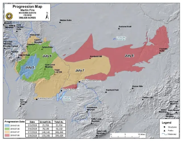 Nevada Martin Wildfire, Largest in U.S., Spreads to Nearly 400,000 ...