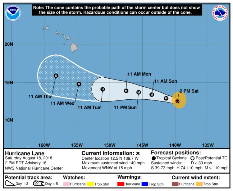 Hurricane Lane Hawaii Path Latest: Category 5 Warning Issued on Big ...