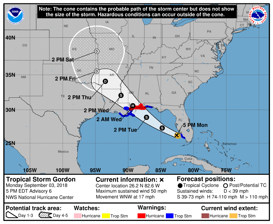 Tropical Storm Gordon Update: Hurricane Warnings Posted, Hurricane ...