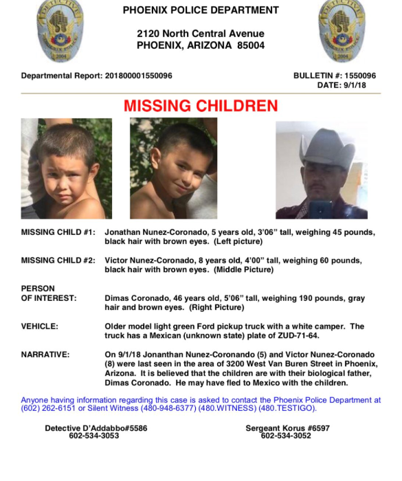 Arizona Amber Alert: Phoenix Boys’ Father May Have Fled To Mexico With ...