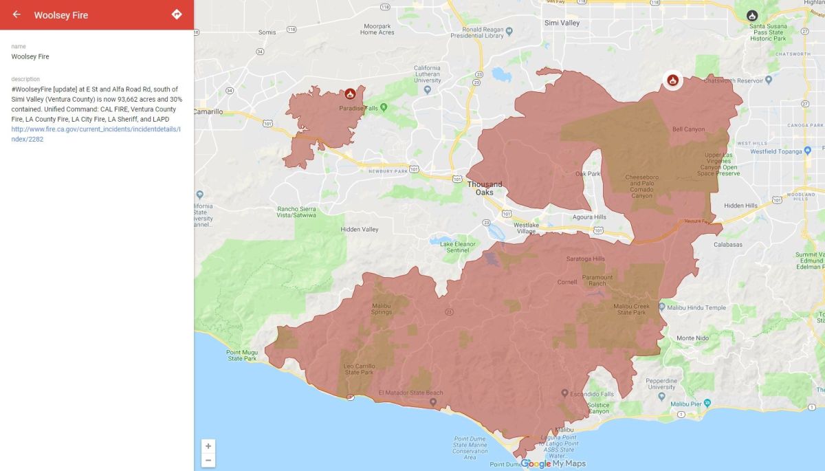 Woolsey Fire Map: Latest Update Shows Over Two Thirds of ‘Extreme ...