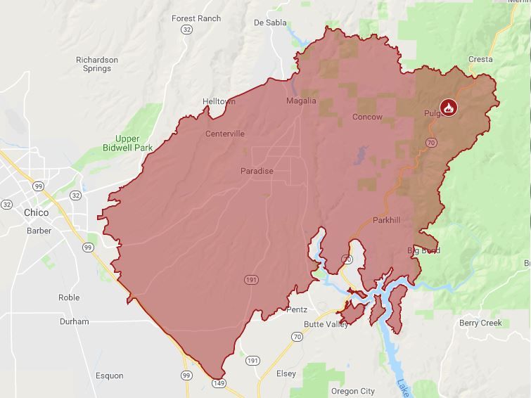 California Wildfire Location Maps Update: Malibu, Paradise Homes ...
