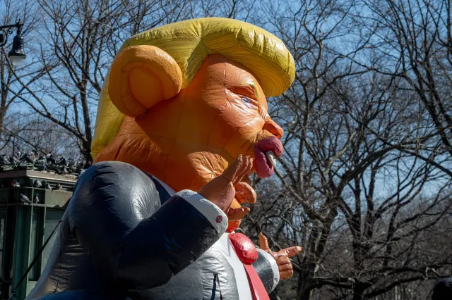 Baltimore Protesters Erect Giant Trump Rat Balloon, Street Sign ...