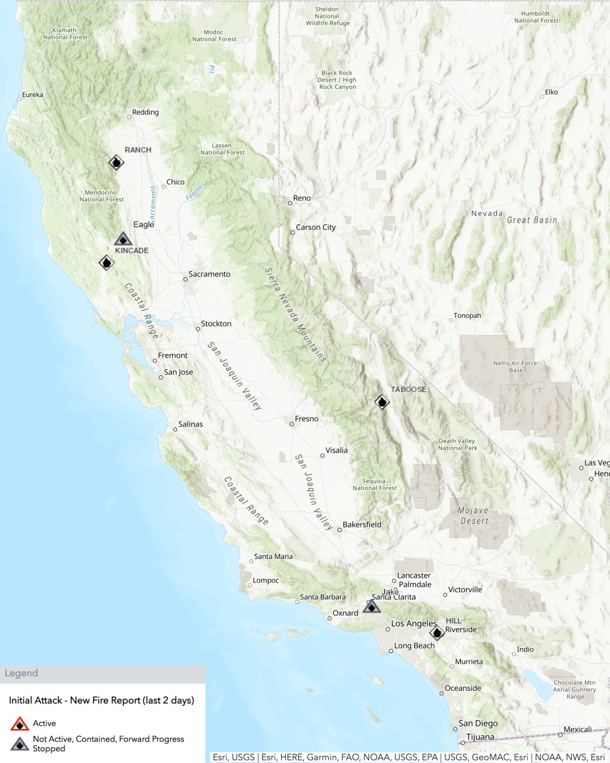 California Fire Map, Active Fires Update as Kincade Fire, Maria Fire ...