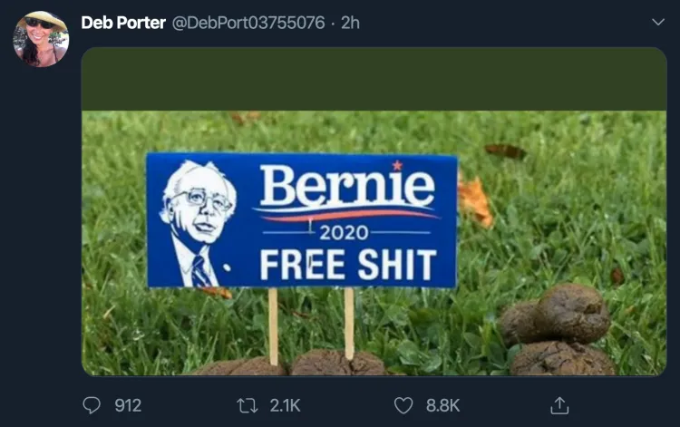 Trump Retweets Photo Showing Bernie Sanders ‘Free Sh*t’ Sign In Grass ...