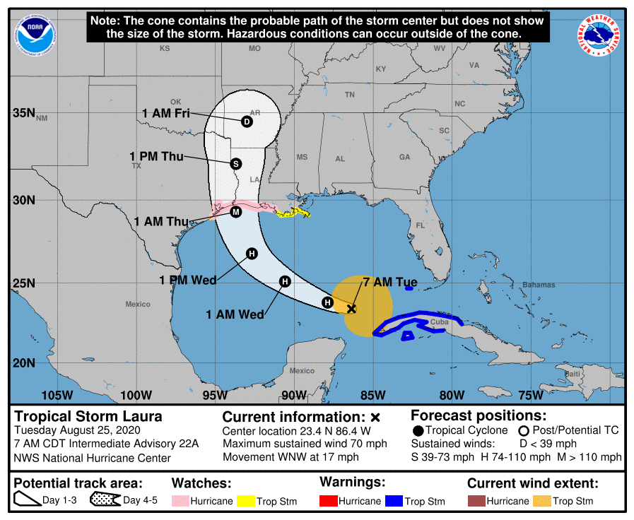 Hurricane Laura Path, Tracker as Storm Expected to Strengthen to ...