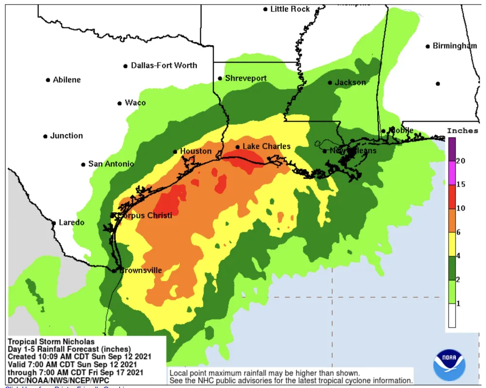 Tropical Storm Nicholas Path, Update as Texas and Louisiana Brace for ...