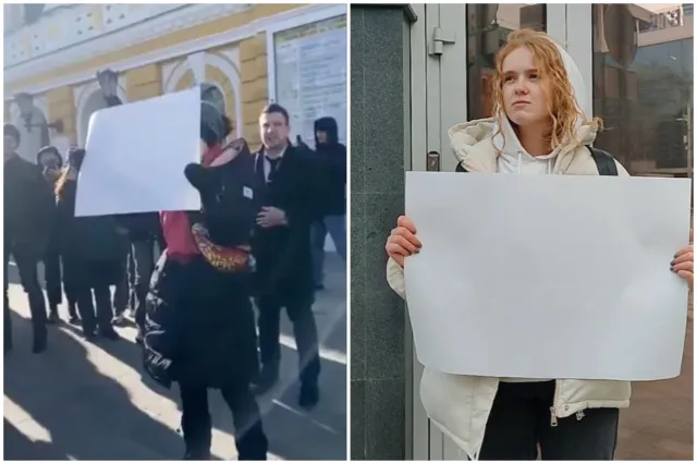 Russia Arrests Multiple People for Holding Up Blank Signs - Newsweek