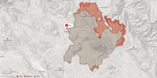 California Fire Map, Updates as Oak Fire Rages by Yosemite National ...