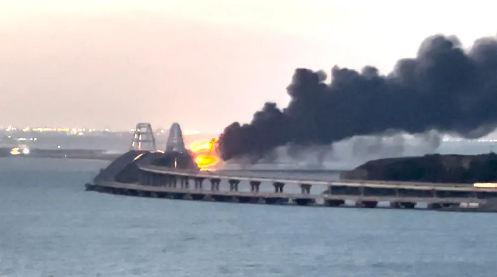 Ukraine Mocks Russia as Crimean Bridge Hit by Explosion - Newsweek