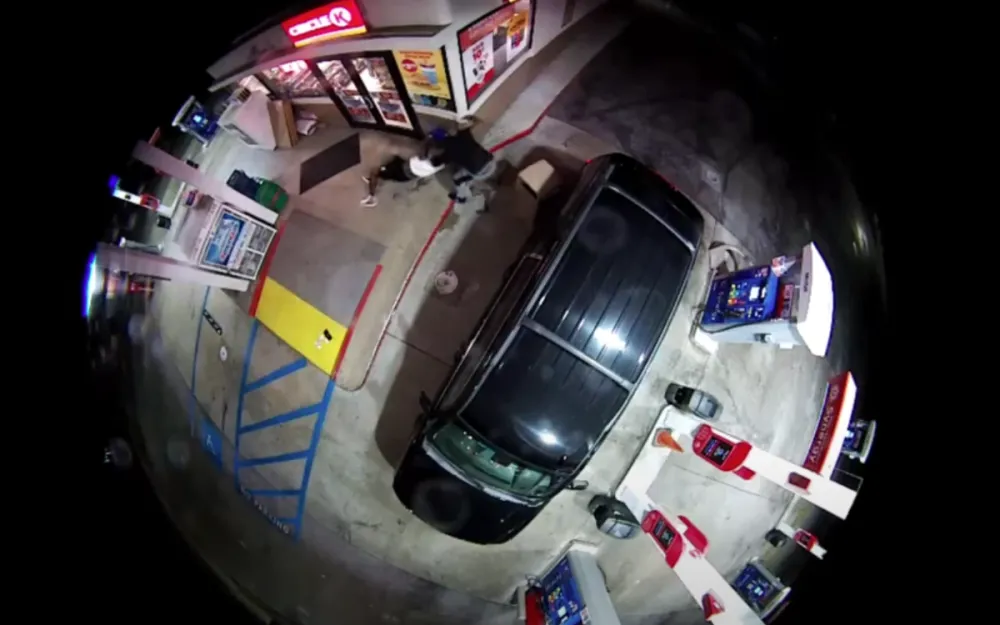 Shocking CCTV of Gas Station Robbery Released by LAPD as Suspects ...