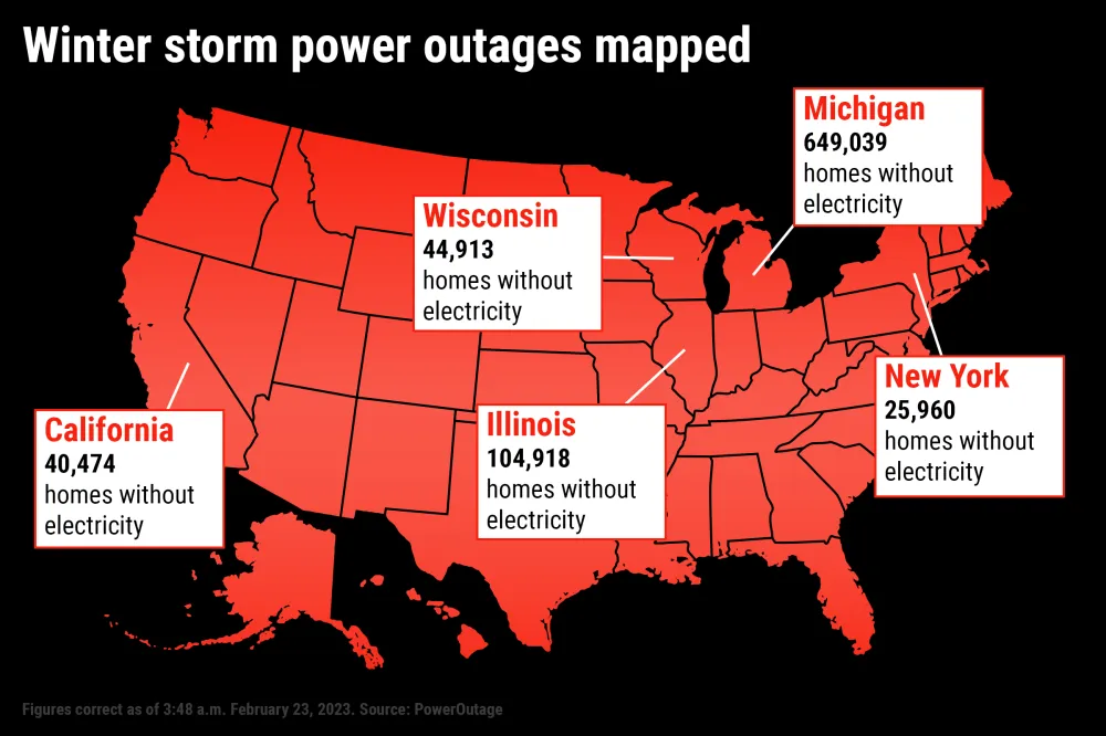 Winter Storm Power Outage Map as Blizzard Plunges 850,000 Into Darkness ...