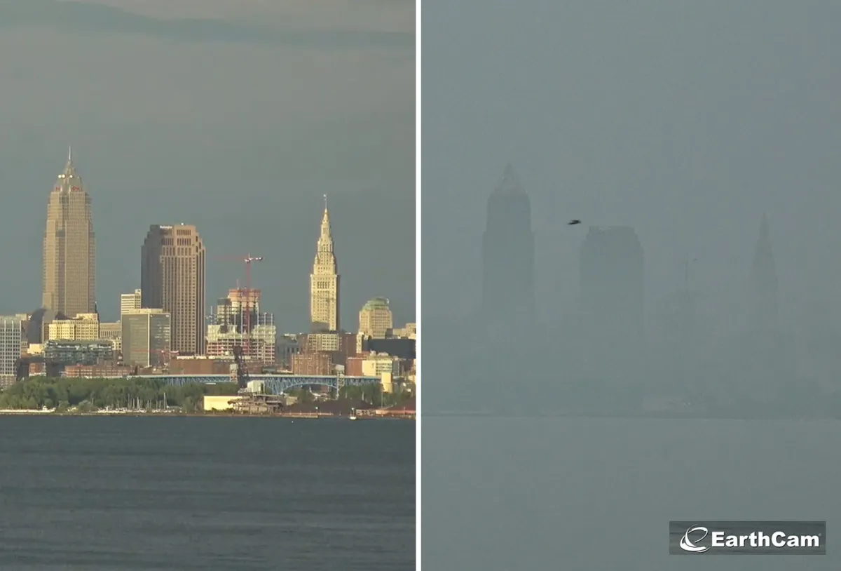 Before and After Photos Show Cleveland ‘Disappear’ Into Wildfire Smoke ...