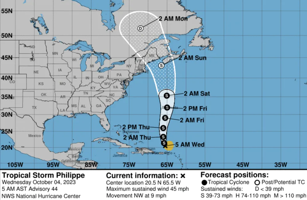 Tropical Storm Philippe Map, Path Tracker Shows Potential Landfall ...