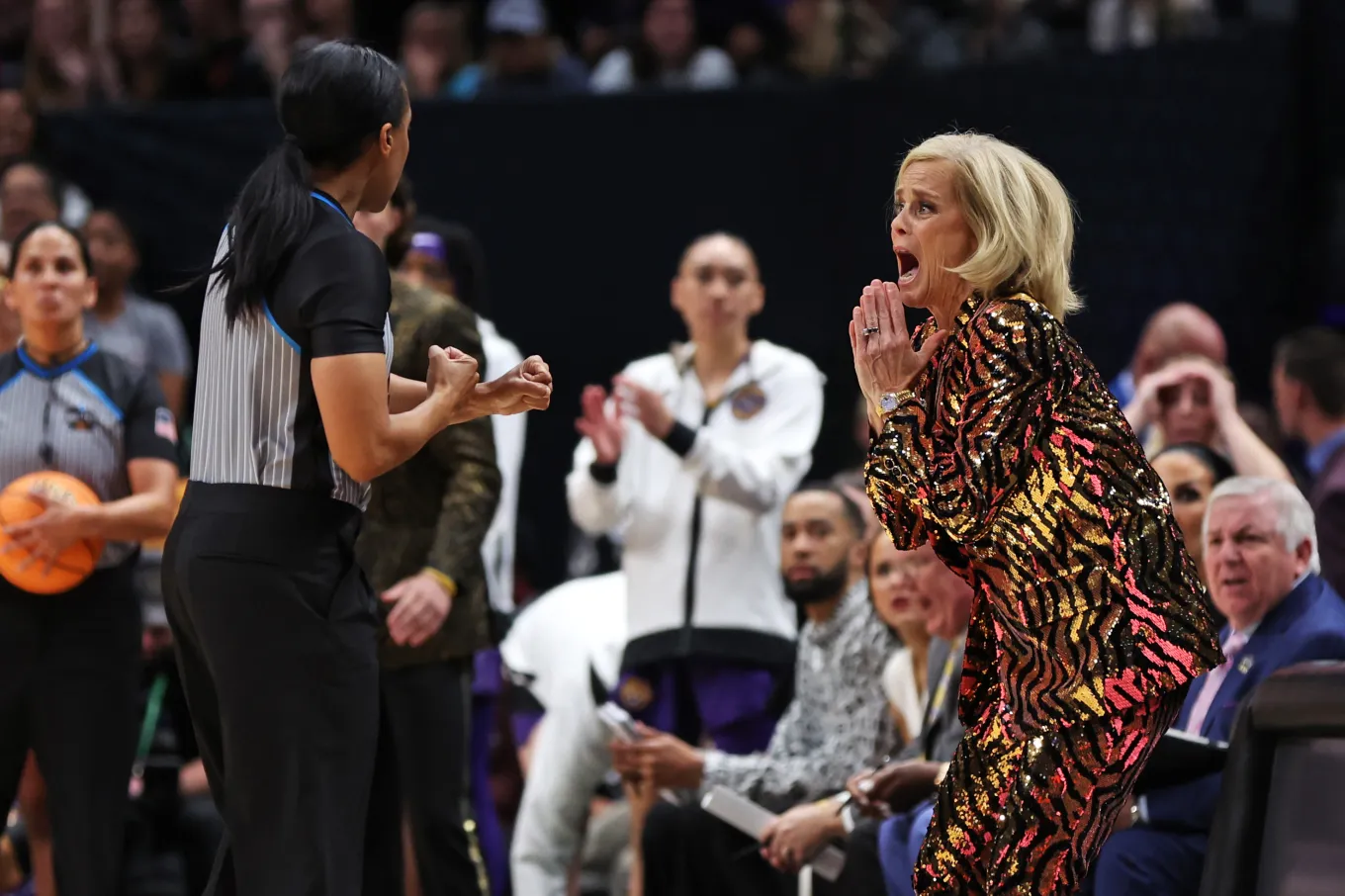 Angel Reese Called for Reinforcements To Hold Kim Mulkey Back From Ref ...