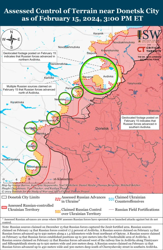 Avdiivka Map Shows Russian ‘Tactical Turning Movement’ to Force Ukraine ...