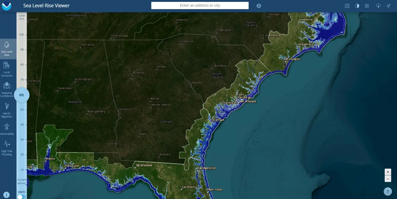 Georgia Map Shows Where State Could Be Underwater From Sea Level Rise ...