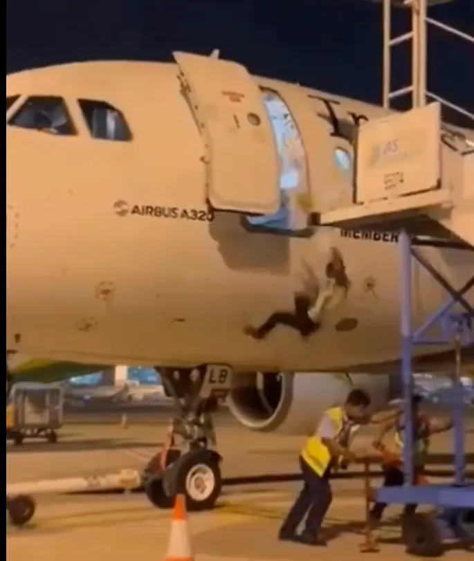Watch: Man Falls Out of Airbus A320 After Stairs Removed - Newsweek
