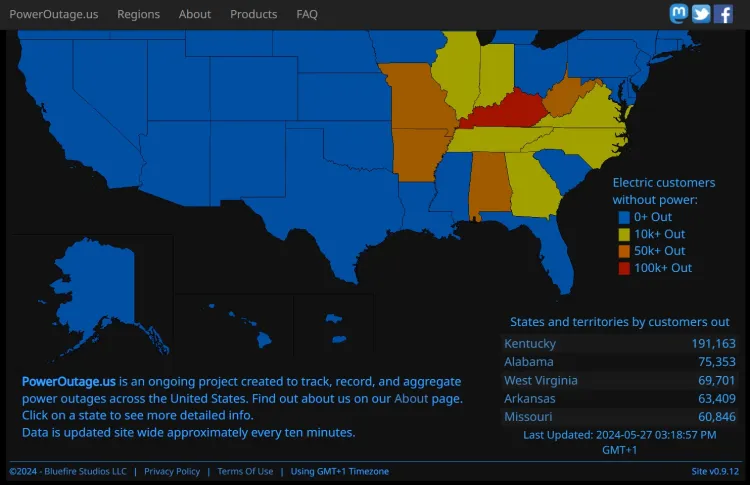 Power Outage Map Shows States Suffering Blackouts After Tornadoes ...