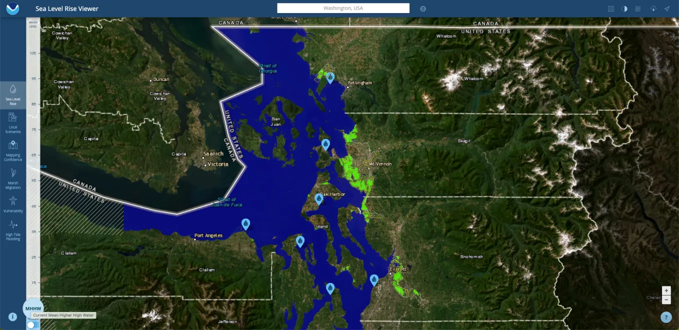 Washington Map Shows Where State Could Be Underwater From Sea Level ...