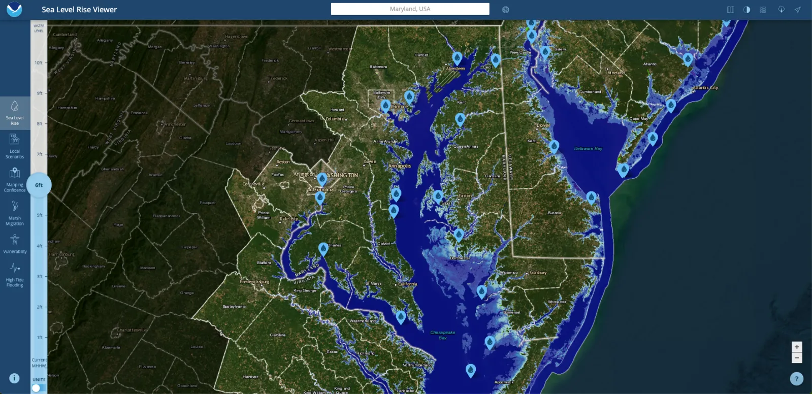 Maryland Map Shows Where State Could Be Underwater From Sea Level Rise ...