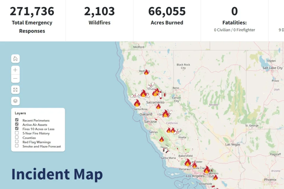 California Fire Map Shows 36,145 Acres Burned as Wildfires Spread ...