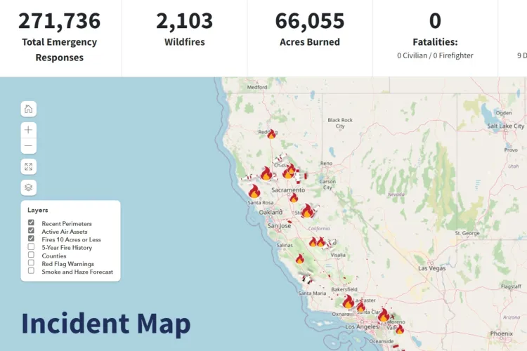 California Fire Map Shows 36,145 Acres Burned as Wildfires Spread ...
