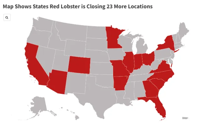 Map Shows Red Lobster Closing 23 More Locations - Newsweek