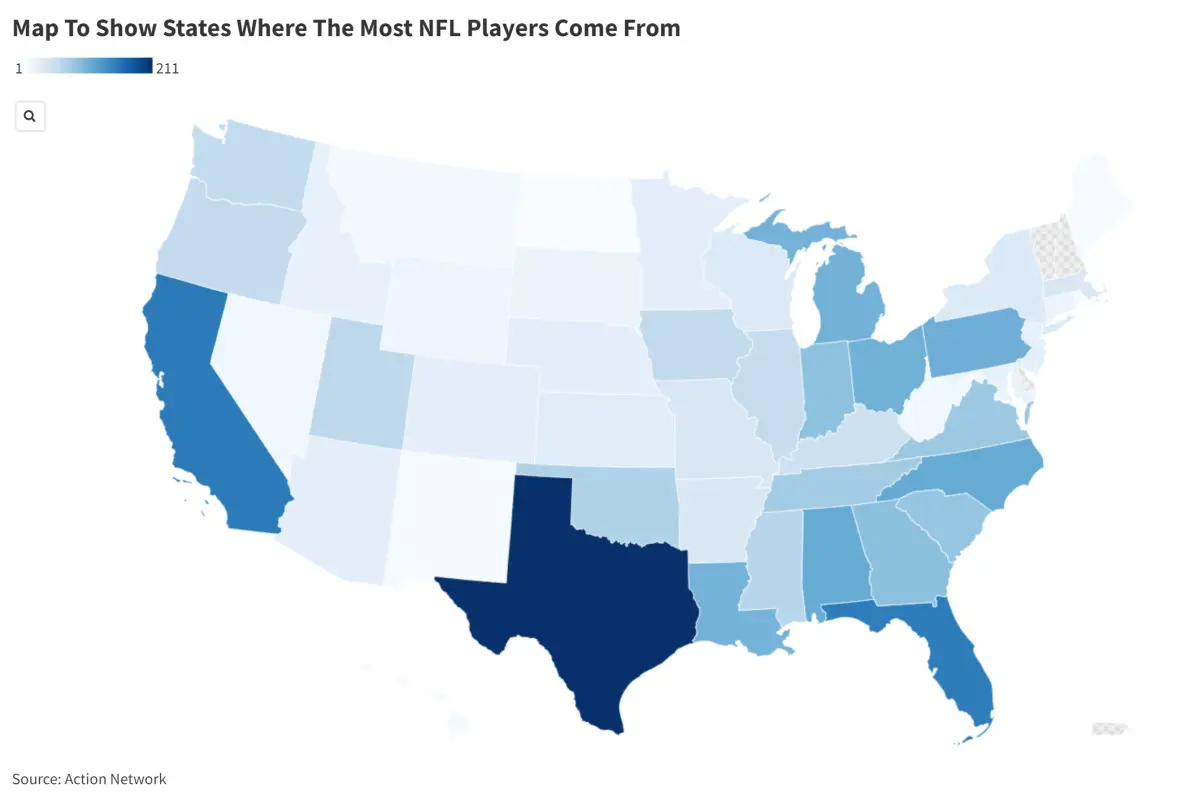 Map Shows States That Produce the Most NFL Players - Newsweek