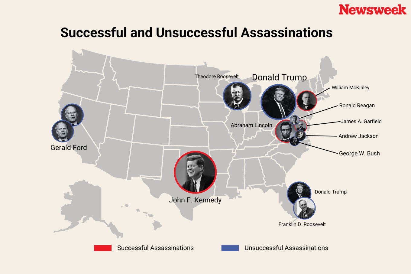 Map Shows Every Place a Former or Current U.S. President Has Been Shot ...