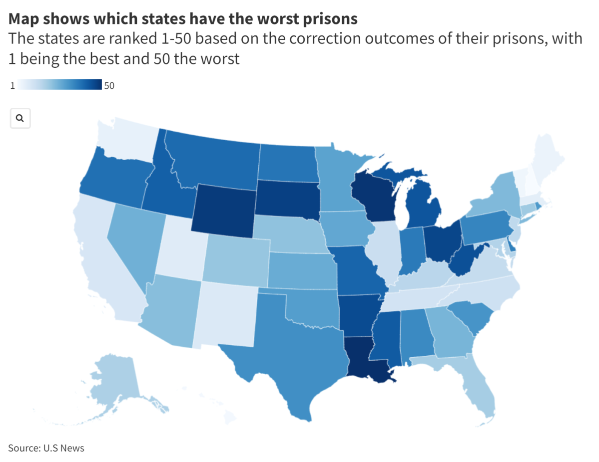 Map Shows Which States Have the Worst Prisons - Newsweek