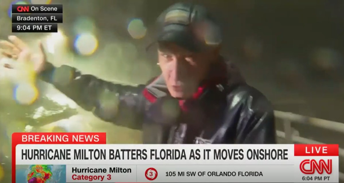 Anderson Cooper Hit By Flying Hurricane Milton Debris Live on Air ...