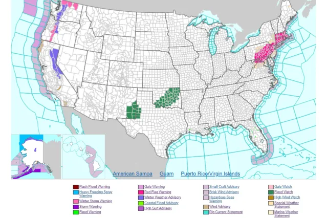 Map Shows Every Weather Warning Issued Across US - Newsweek