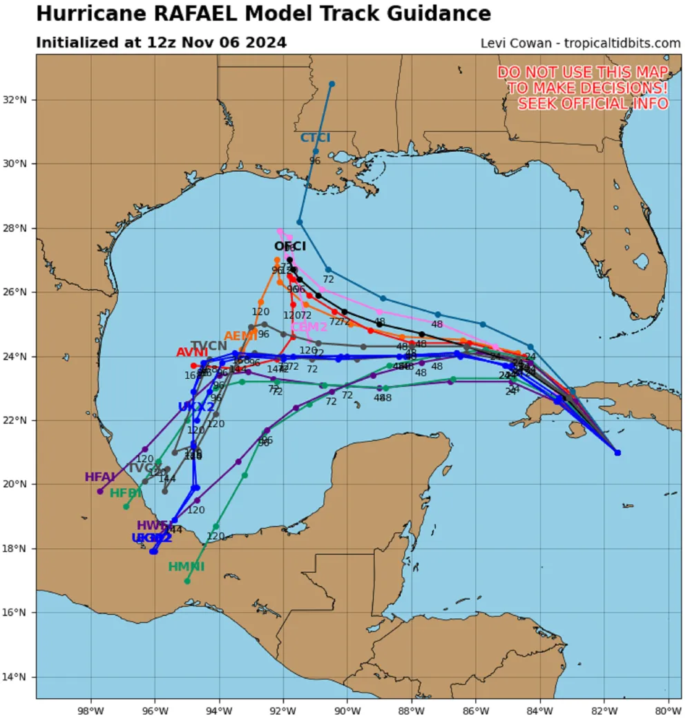 Hurricane Rafael Spaghetti Models Predict Possible Paths - Newsweek