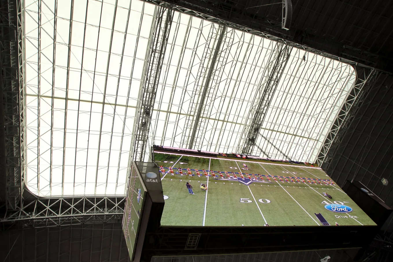 Cowboys Stadium Has Huge Piece of Metal Fall From Roof in Scary Scene ...