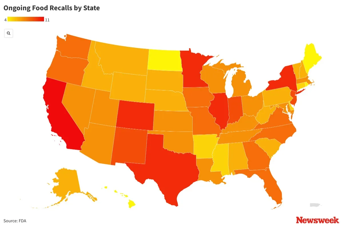 Food Recall Map Shows Every FDA Warning in Each State - Newsweek