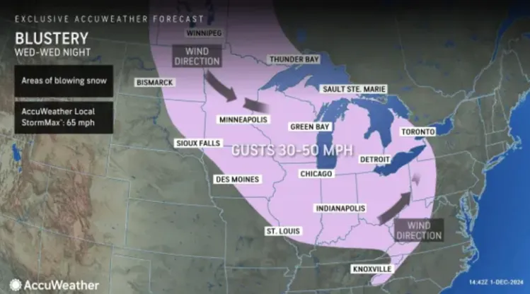 Map Shows 18 States Where Wind Gusts Could Reach 50 mph Amid Freezing ...