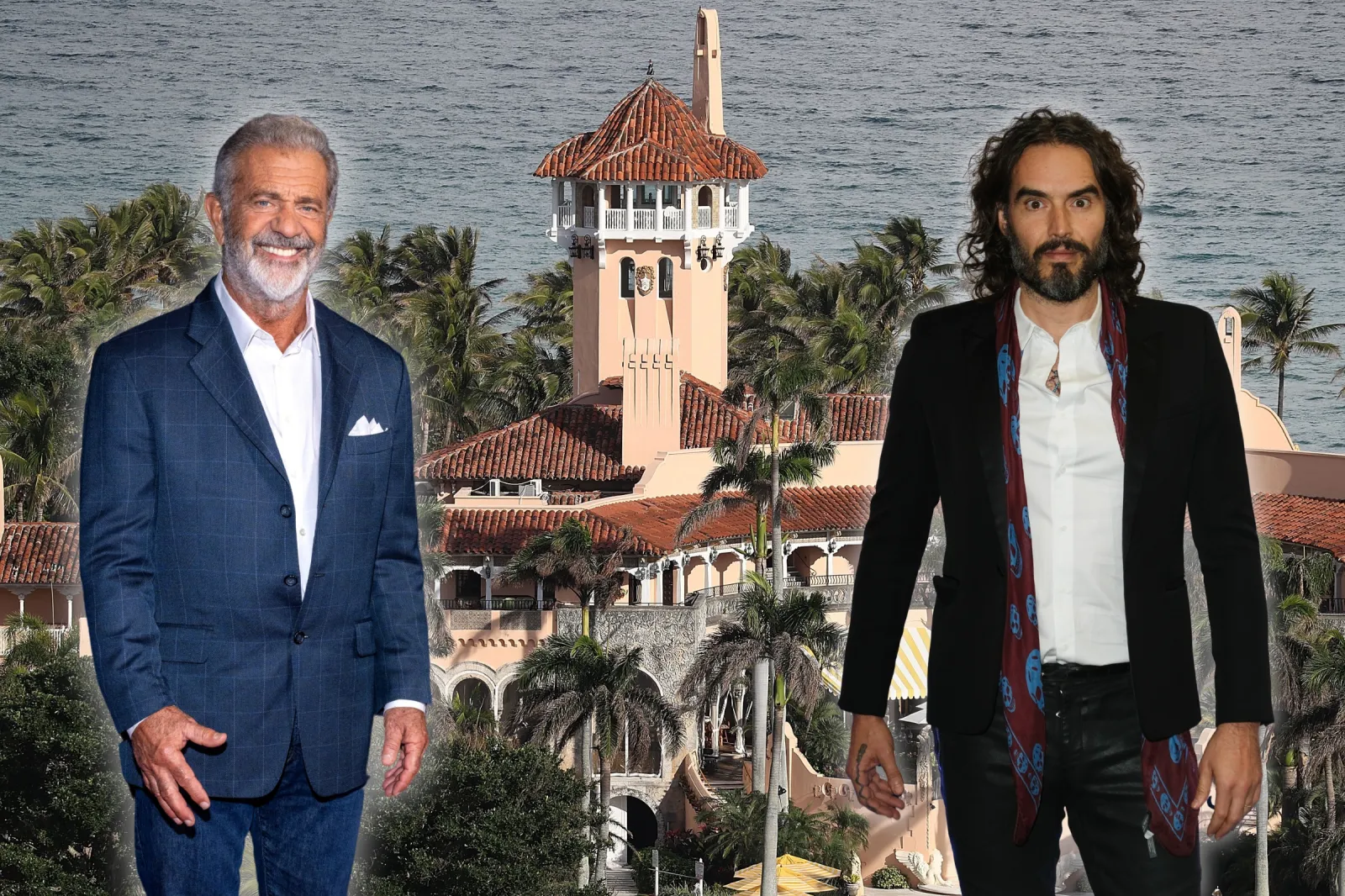 Mel Gibson, Russell Brand Mar-a-Lago Video Goes Viral - Newsweek
