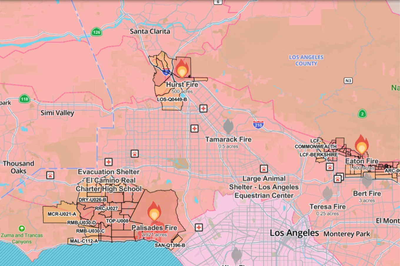 Hurst Fire Map Reveals Where New Blaze is Burning in California - Newsweek