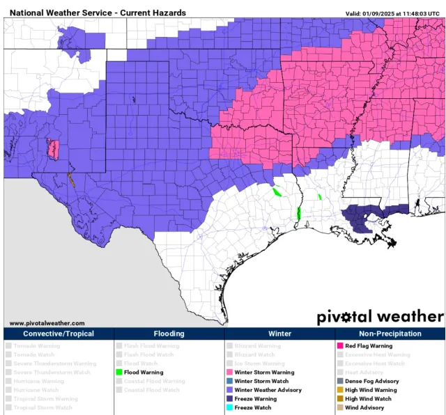 Texas Snow Map Shows Where Millions Face High-Risk Travel Warnings ...