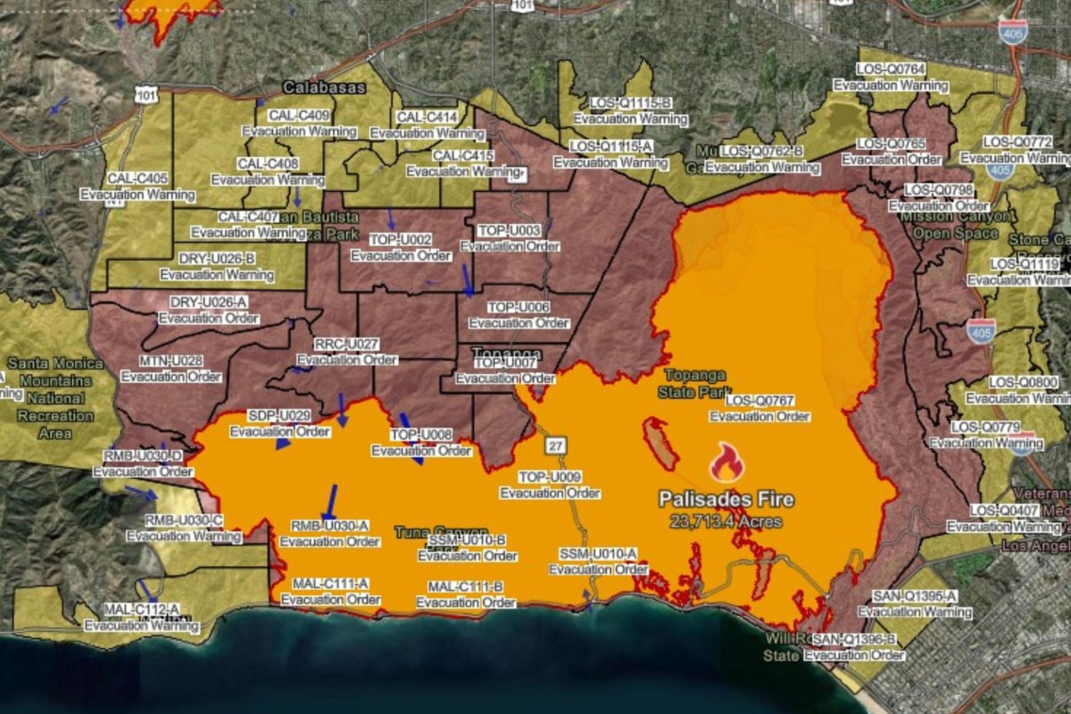 Palisades Fire Map Latest: Major Flare-Up Forces New Evacuations - Newsweek