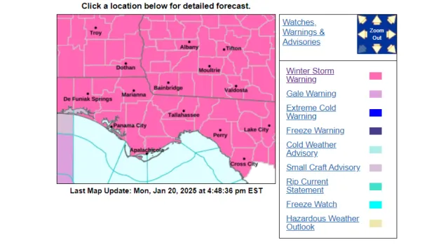 Map Shows Florida Cities Bracing for Potential Snow - Newsweek