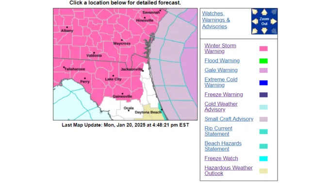 Map Shows Florida Cities Bracing for Potential Snow - Newsweek