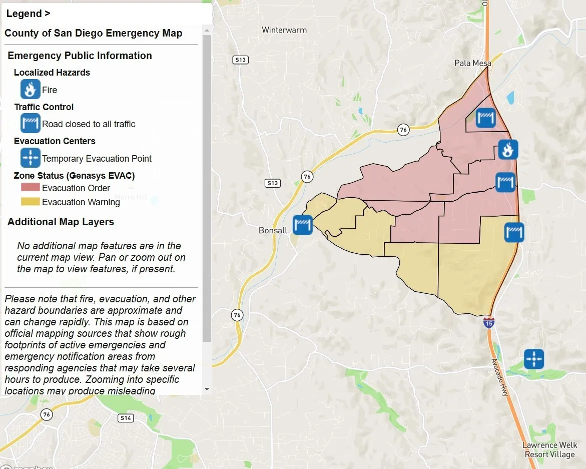 Lilac Fire Map, Update as New California Blaze Sparks Evacuations ...