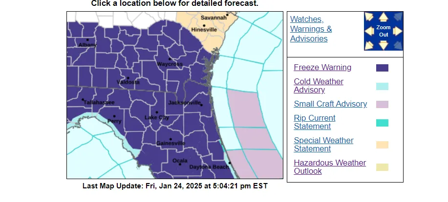 Map Shows Where in Florida Temperatures Could Plunge Nearly 30 Degrees ...