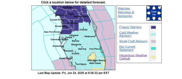 Map Shows Where in Florida Temperatures Could Plunge Nearly 30 Degrees ...
