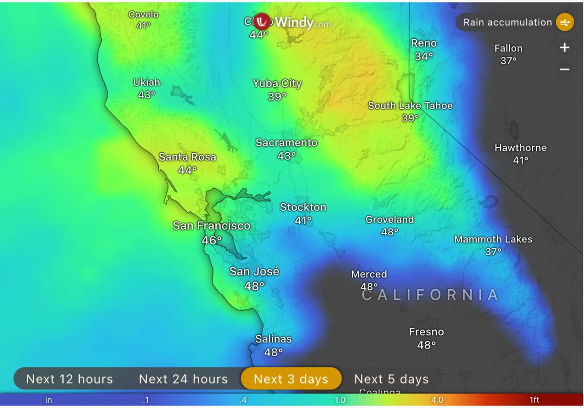 California Rain Live Tracker: Forecast for San Francisco, Sacramento ...