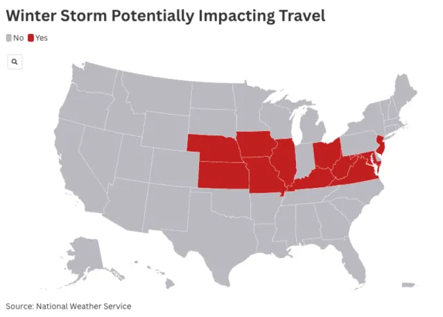Winter Storm Map Shows States Where Travel Could Be Difficult - Newsweek