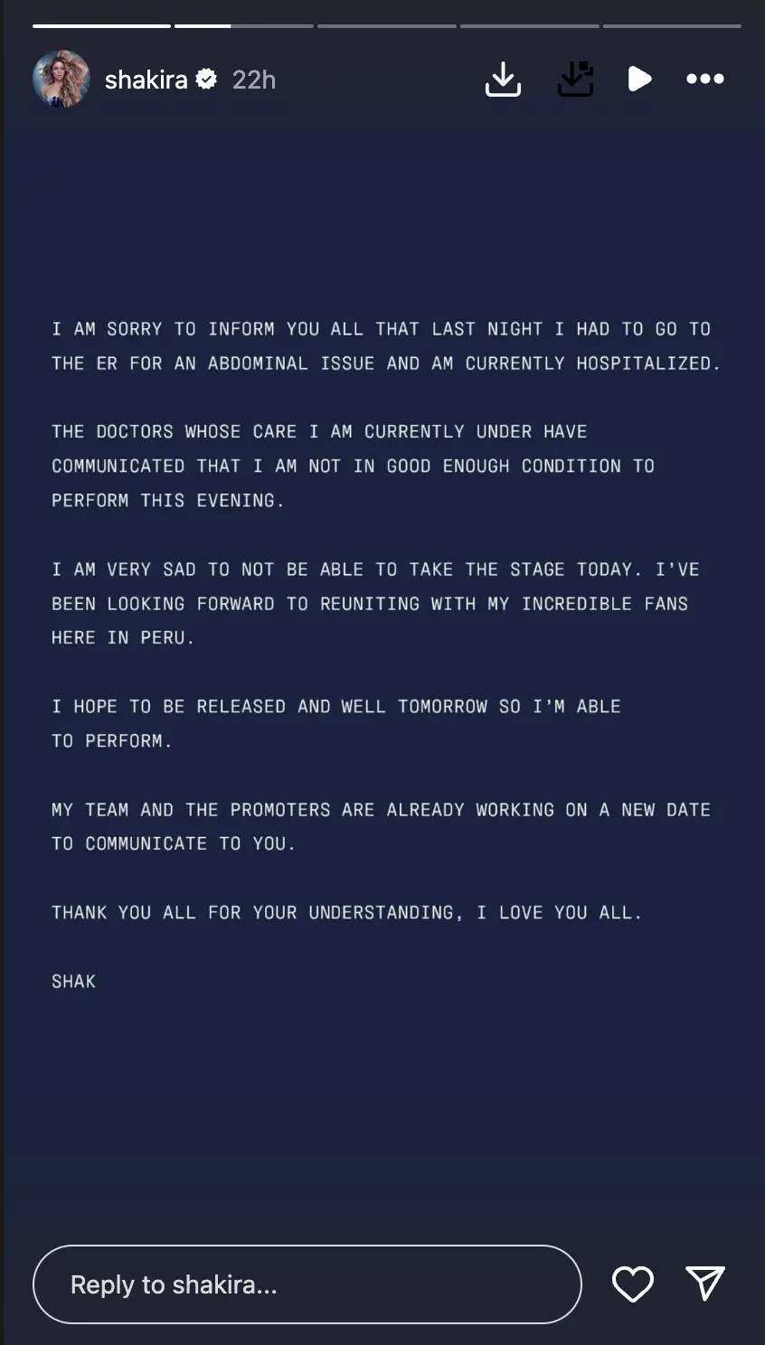 Shakira Hospitalized for Health 'Issue' Amid Tour - Newsweek